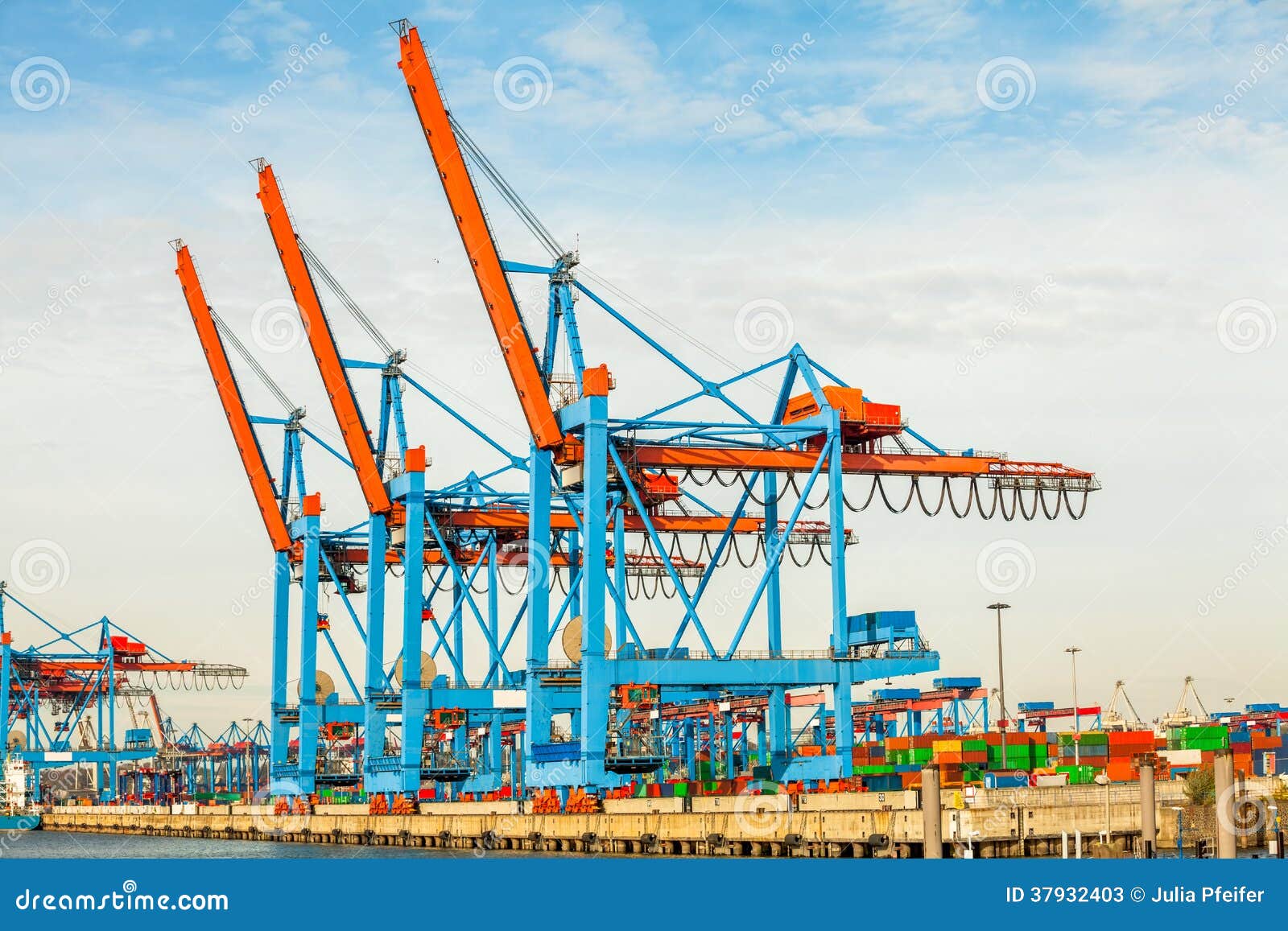 Port Terminal for Loading and Offloading Ships Stock Image - Image of ...