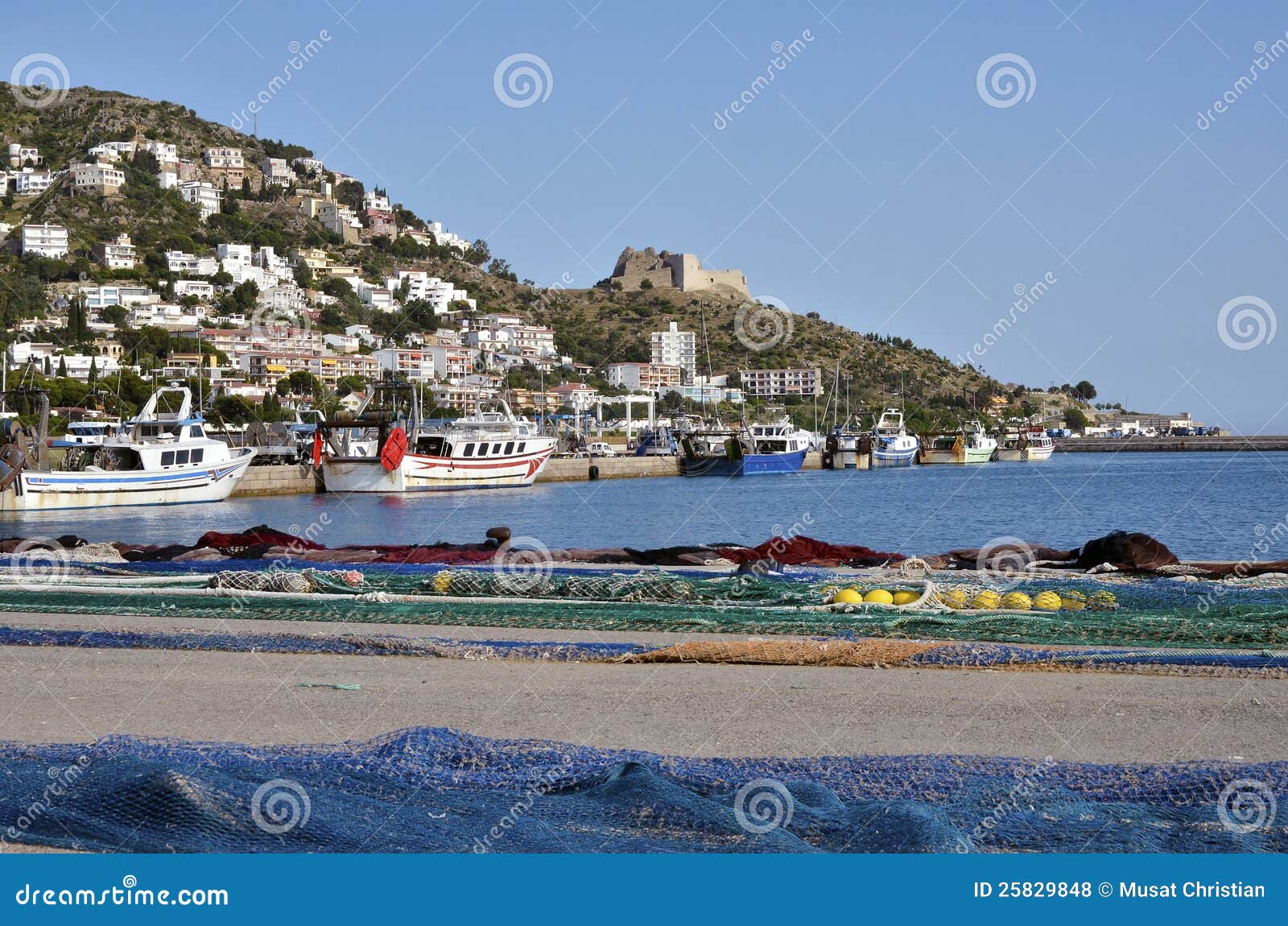 Port and Town of Roses in Spain Stock Photo - Image of city ...