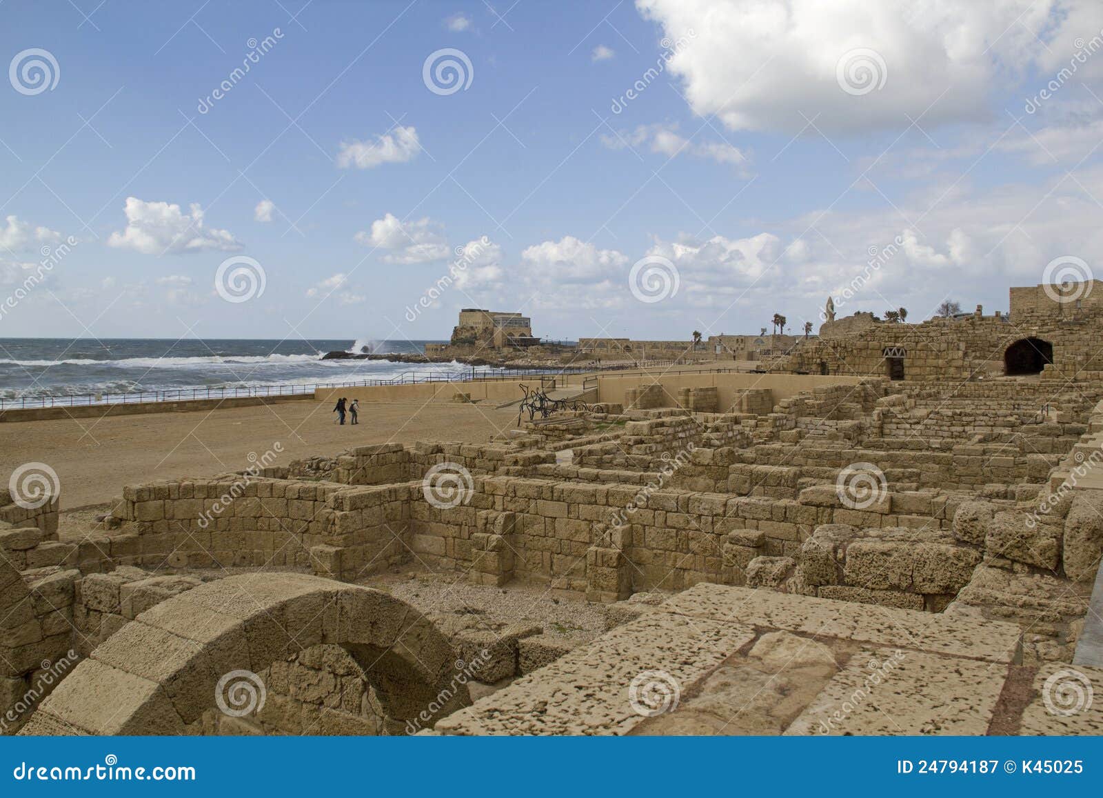 Port and Town Ruins in Caesarea.Israel Stock Image - Image of city ...