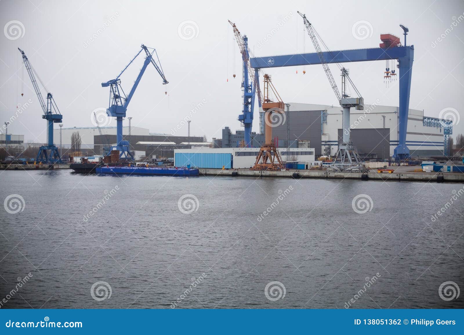 A Port View with Crane at a Shipyard Stock Photo - Image of view, water ...