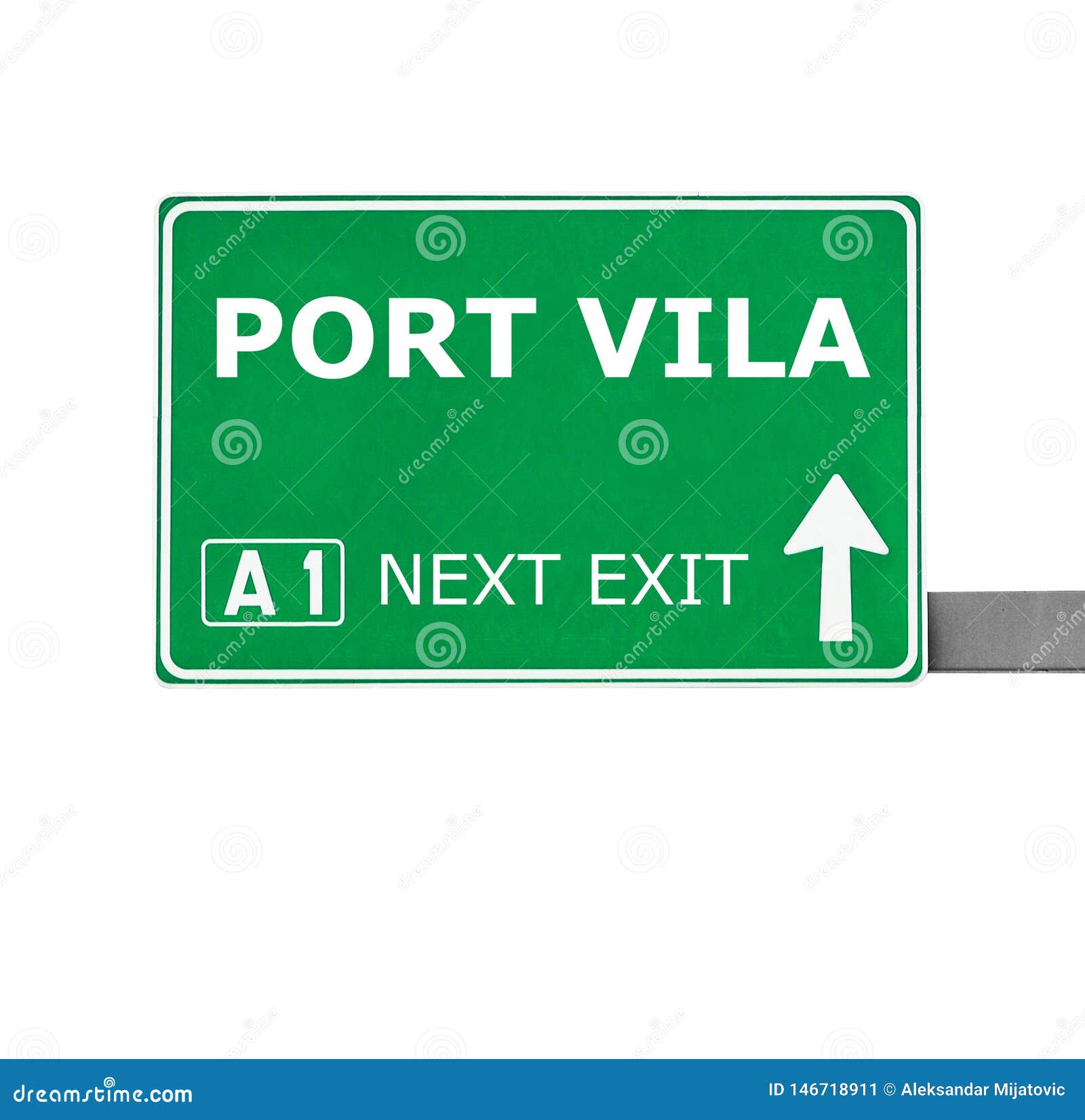 PORT VILA Road Sign Isolated on White Stock Image - Image of clouds ...