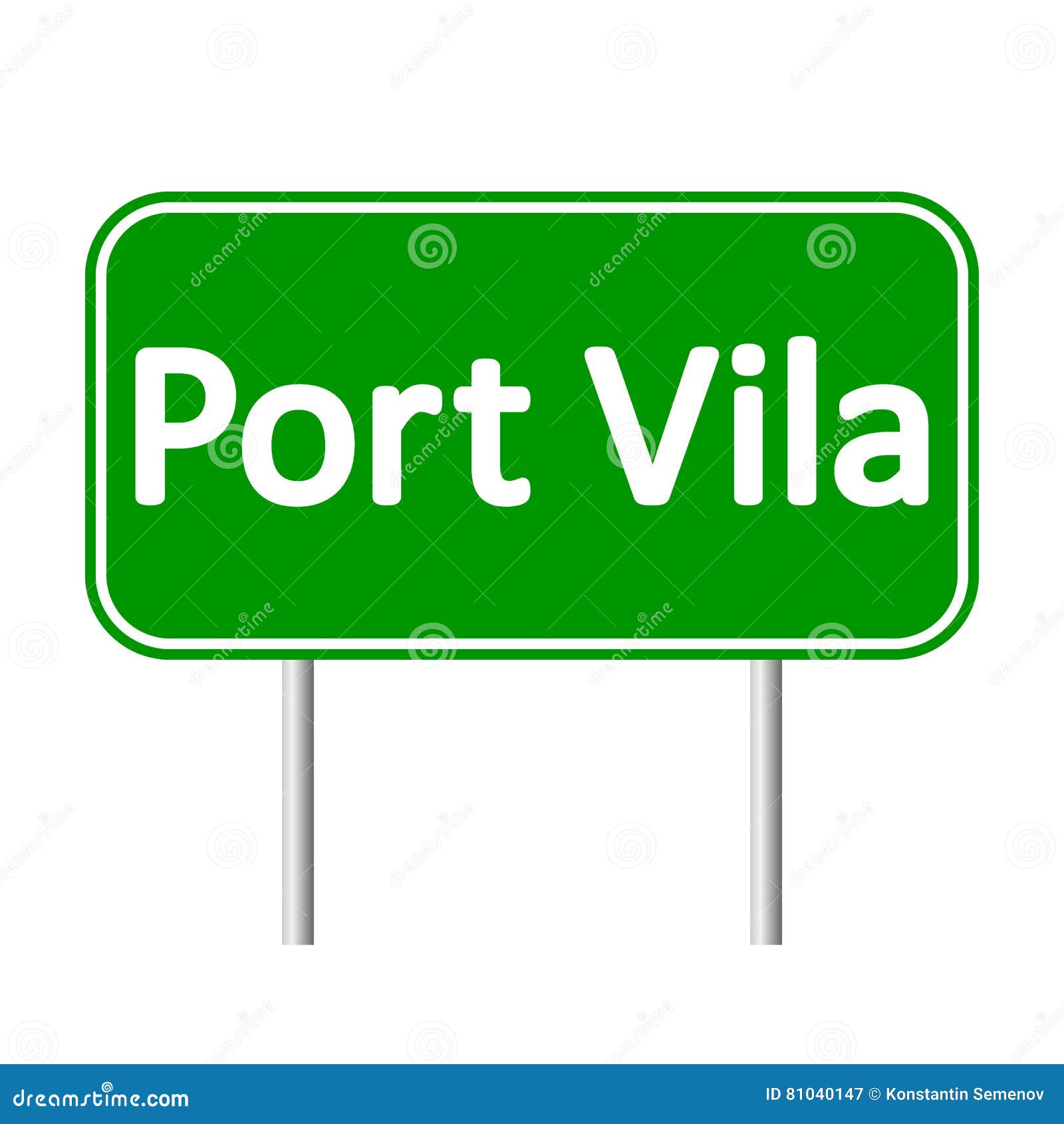 Port Vila road sign. stock illustration. Illustration of icon - 81040147