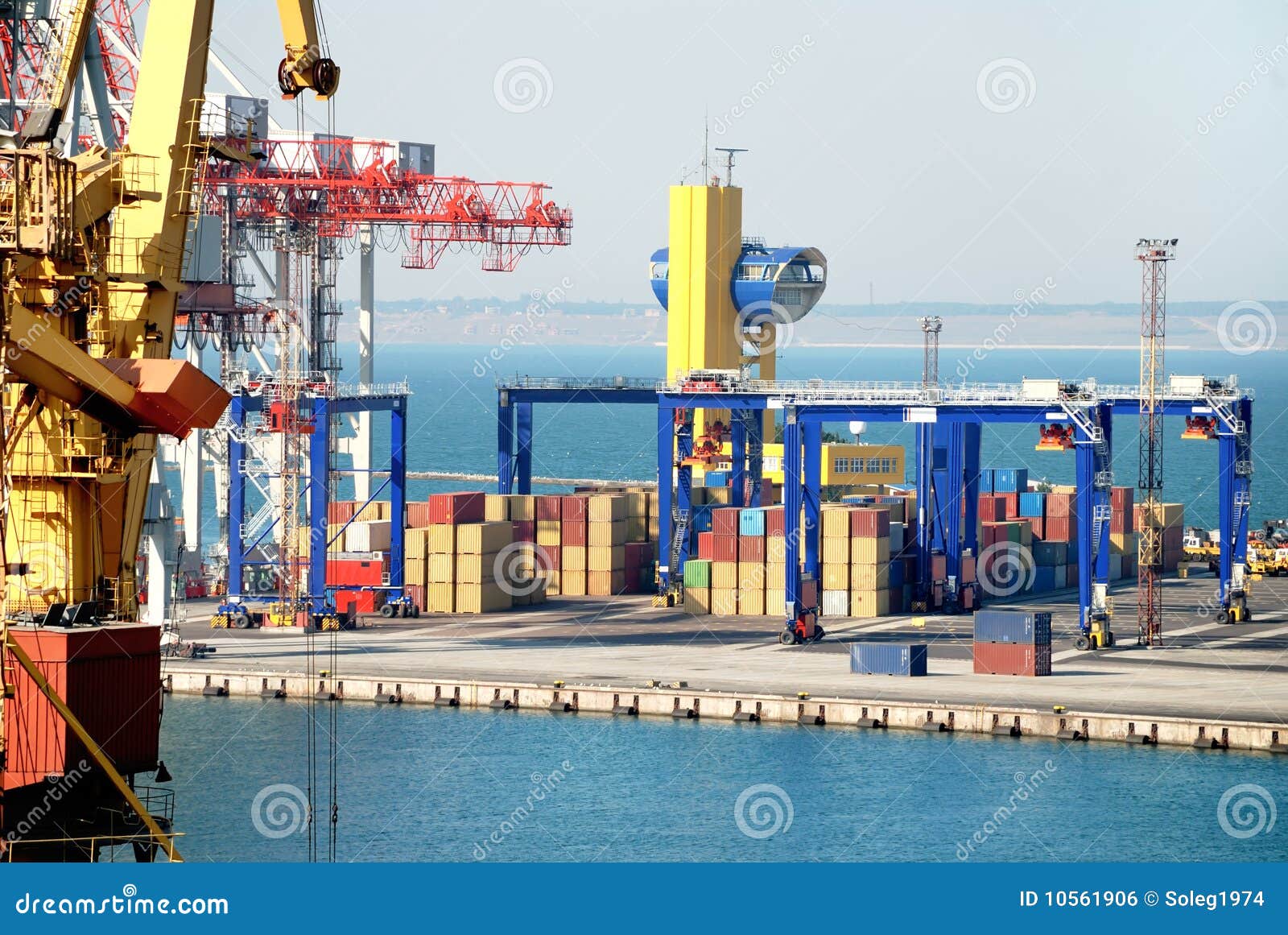 Port Warehouse with Cargoes and Containers Stock Photo - Image of ...