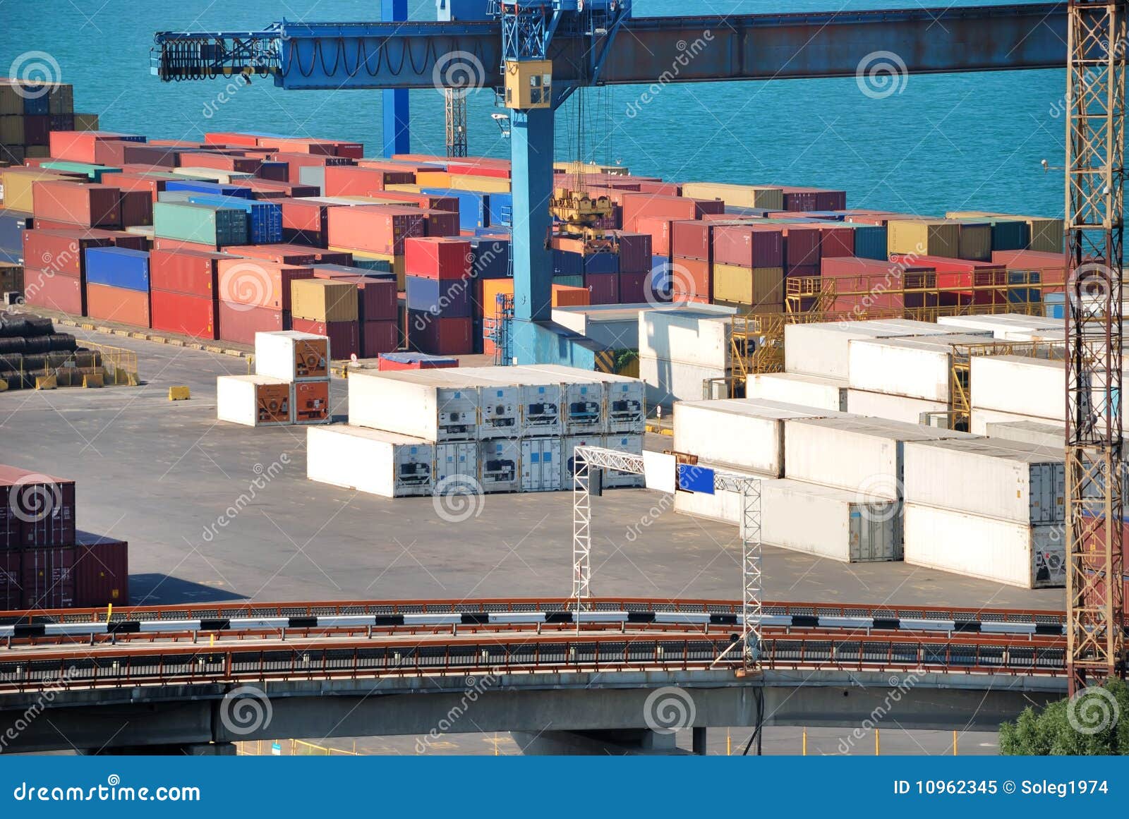 Port Warehouse with Cargoes and Containers Stock Image - Image of area ...