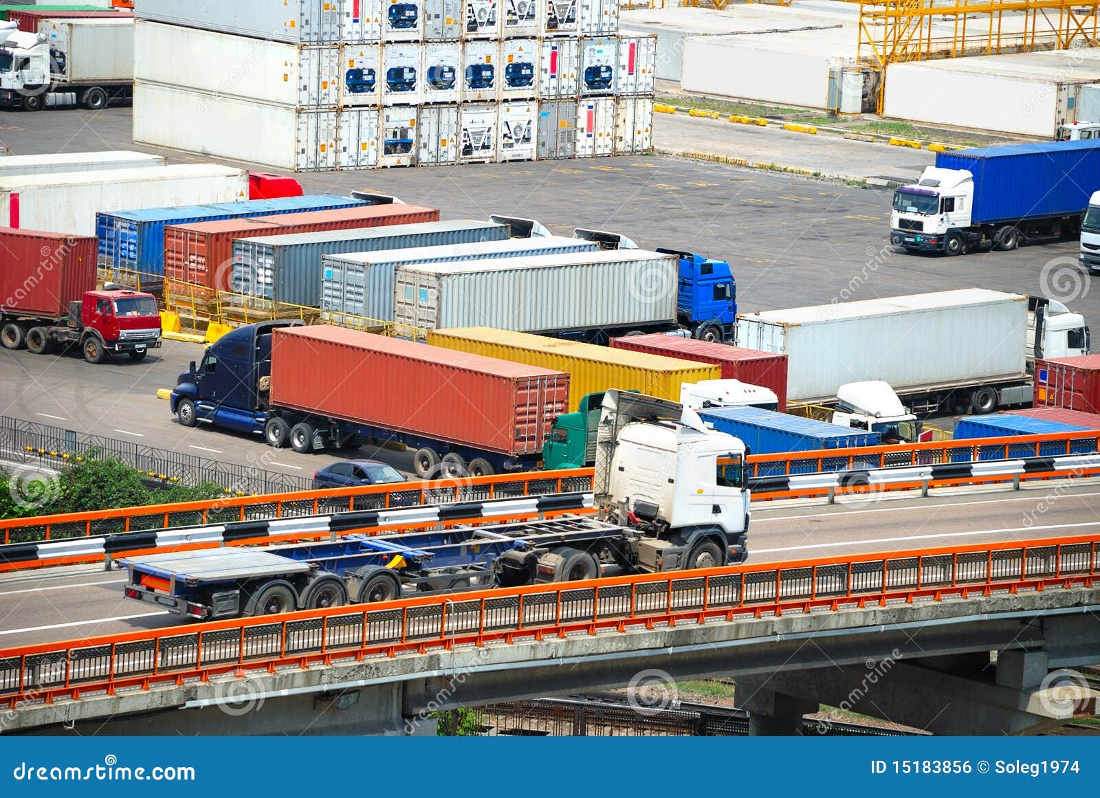 Port Warehouse with Cargoes and Containers Stock Photo - Image of ...