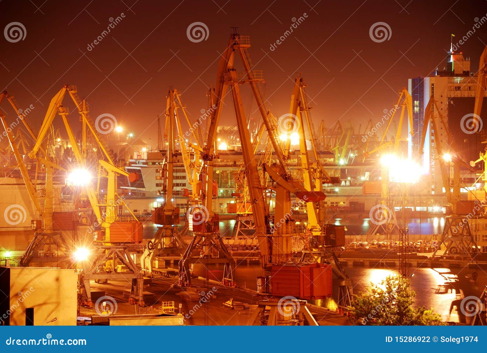 Port Warehouse with Cargoes and Containers Stock Photo - Image of ...