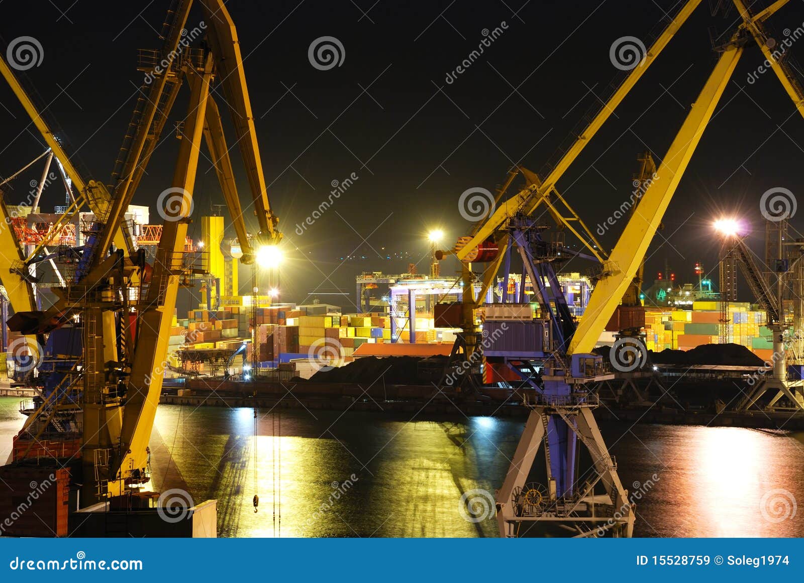 Port Warehouse with Cargoes and Containers Stock Image - Image of ...