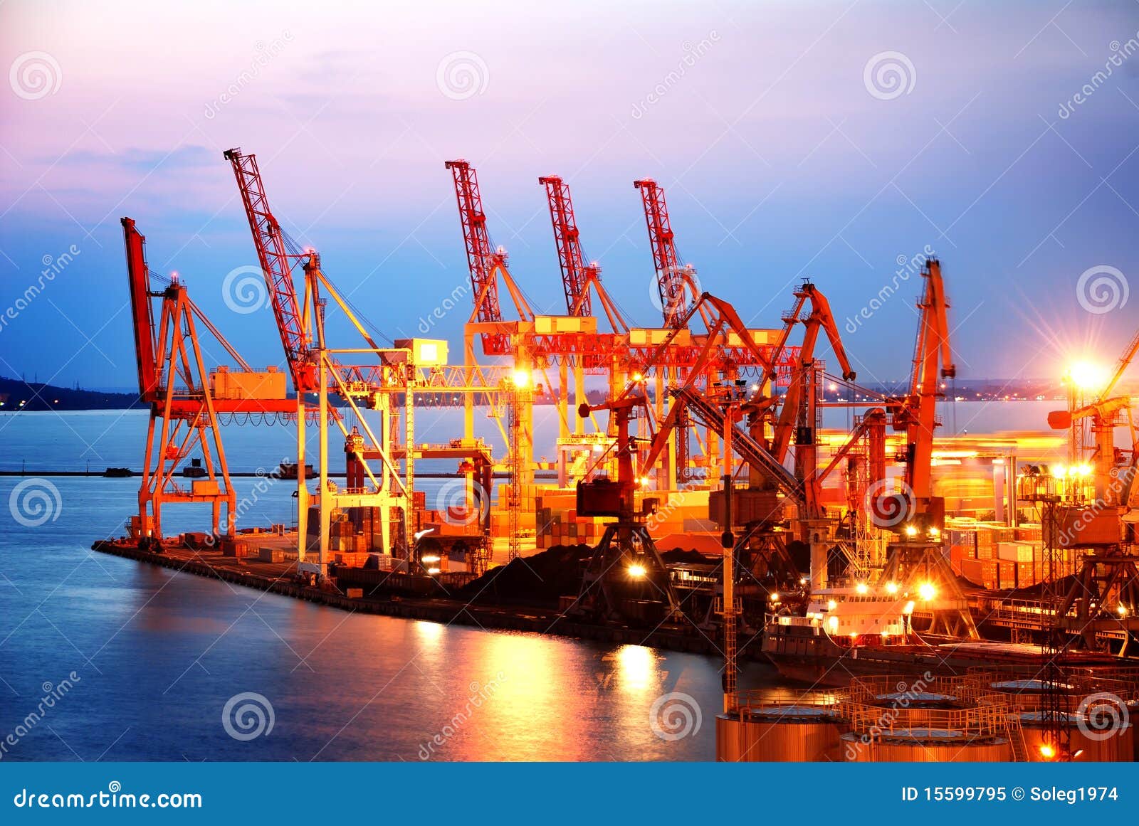 Port Warehouse with Cargoes and Containers Stock Image - Image of cargo ...