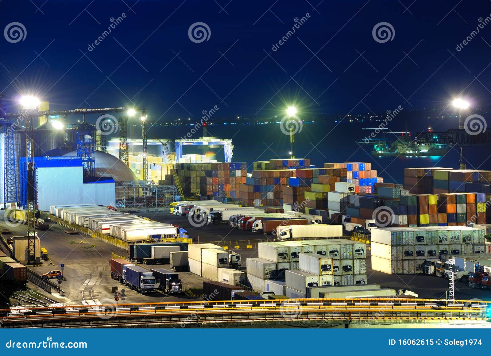 Port Warehouse with Cargoes and Containers Stock Image - Image of ...