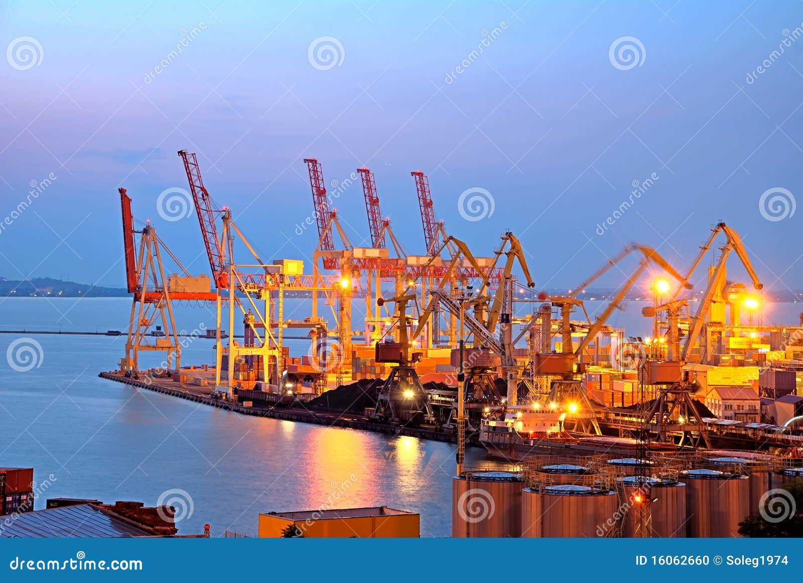 Port Warehouse with Cargoes and Containers Stock Photo - Image of goods ...