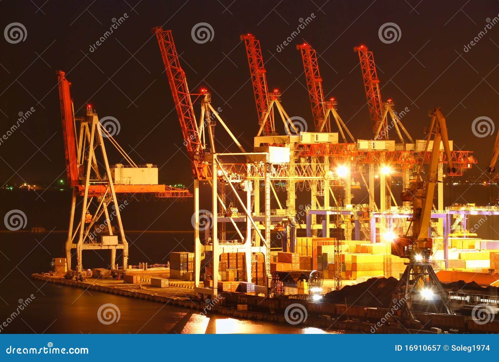 Port Warehouse with Cargoes and Containers Stock Image - Image of black ...