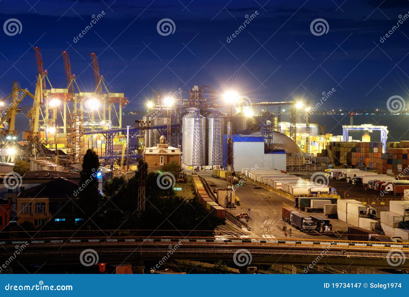 Port Warehouse with Cargoes and Containers Stock Image - Image of ...