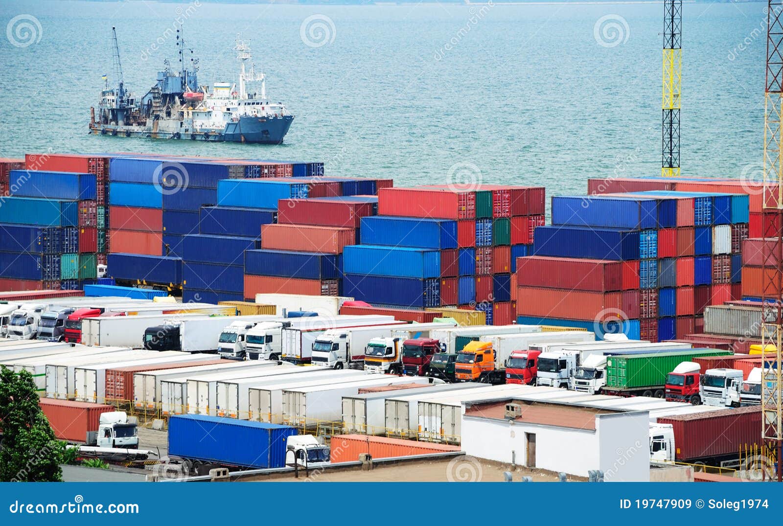 Port Warehouse with Cargoes and Containers Stock Image - Image of lorry ...