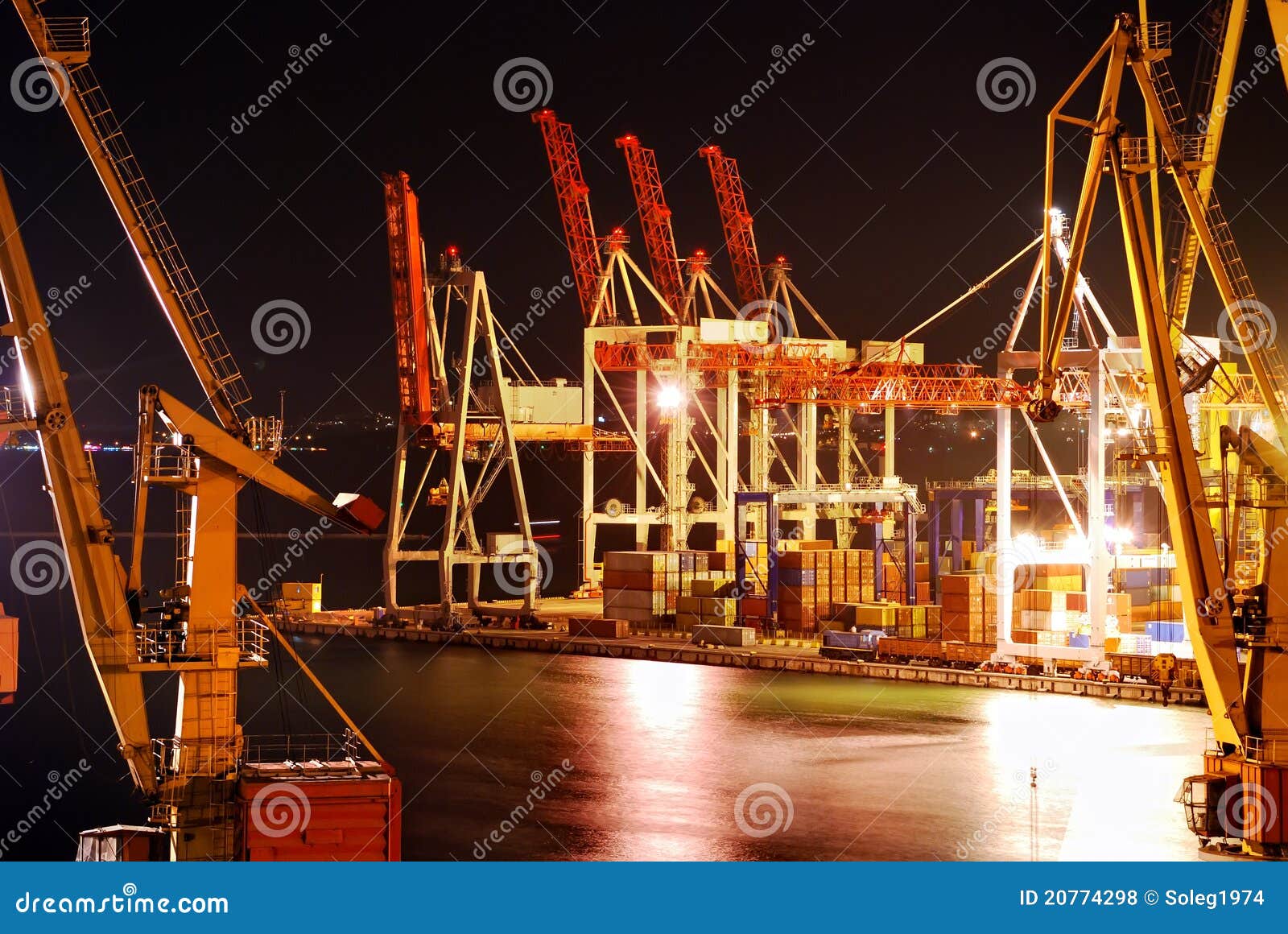 Port Warehouse with Cargoes and Containers Stock Photo - Image of area ...