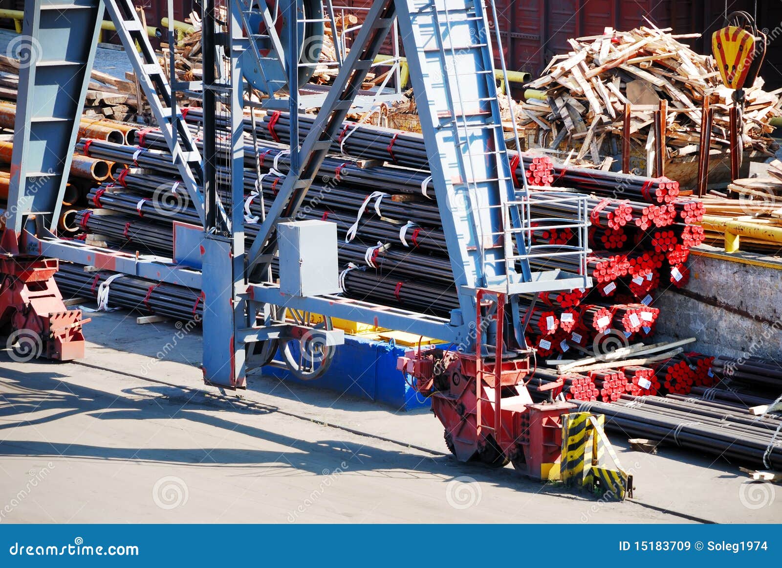 Port Warehouse with Cranes and Cargo Stock Image - Image of industry ...