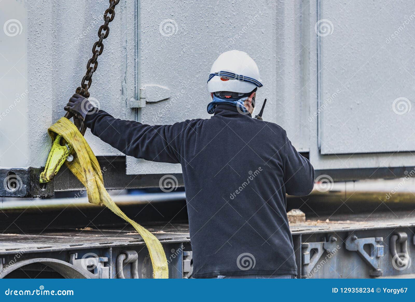 Loading Works. Forklift With Load And Lorry Truck Royalty-Free Stock ...