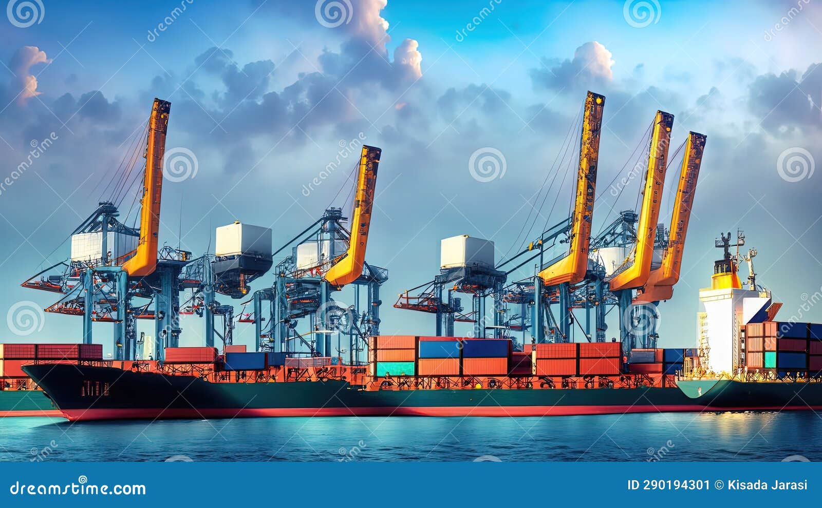 Port Where Cargo Ships are Loading and Unloading Goods Container ...