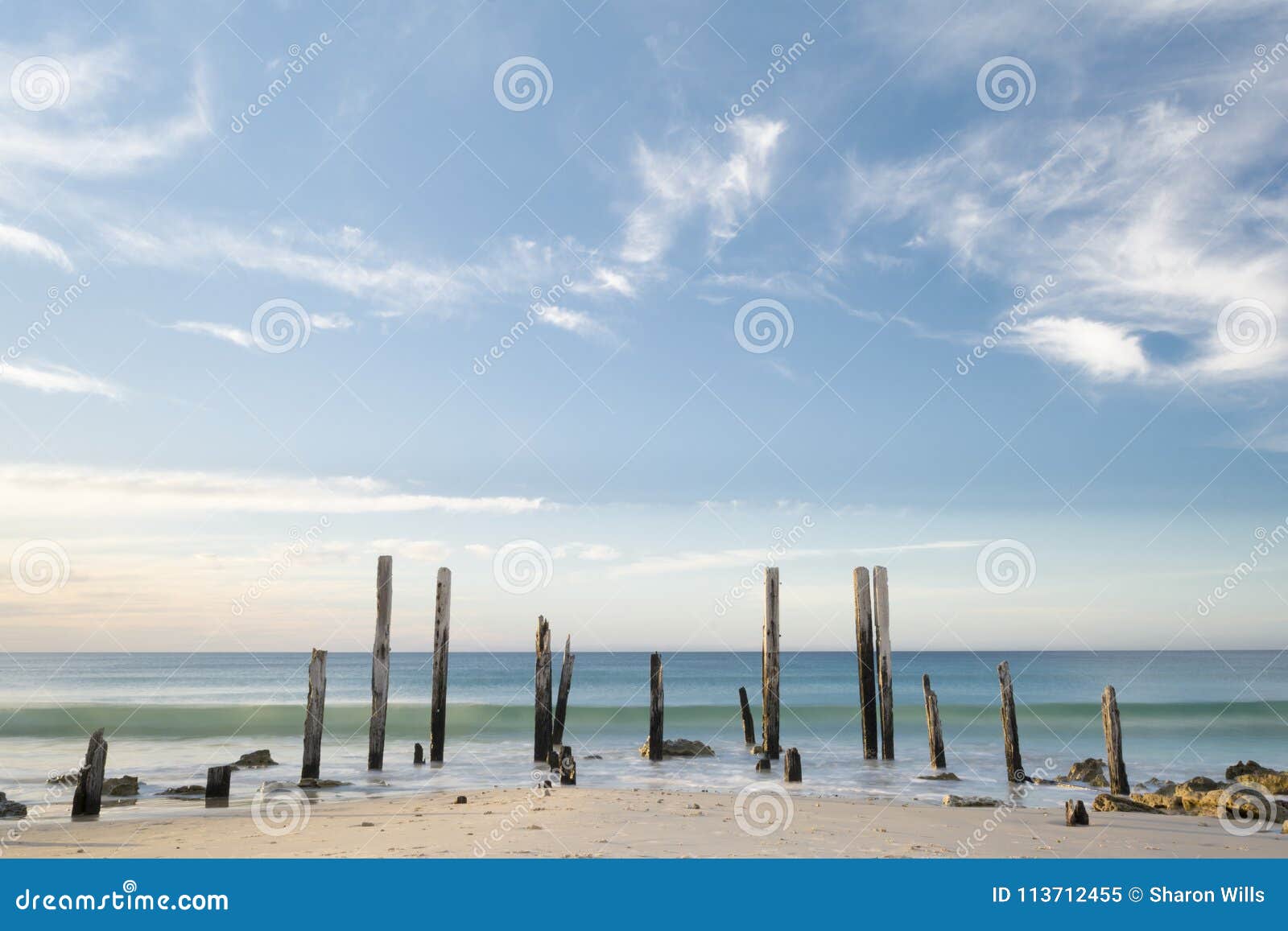 Day-Time at Port Willunga Beach Jetty Ruins, Fleurieu, SA Stock Image ...