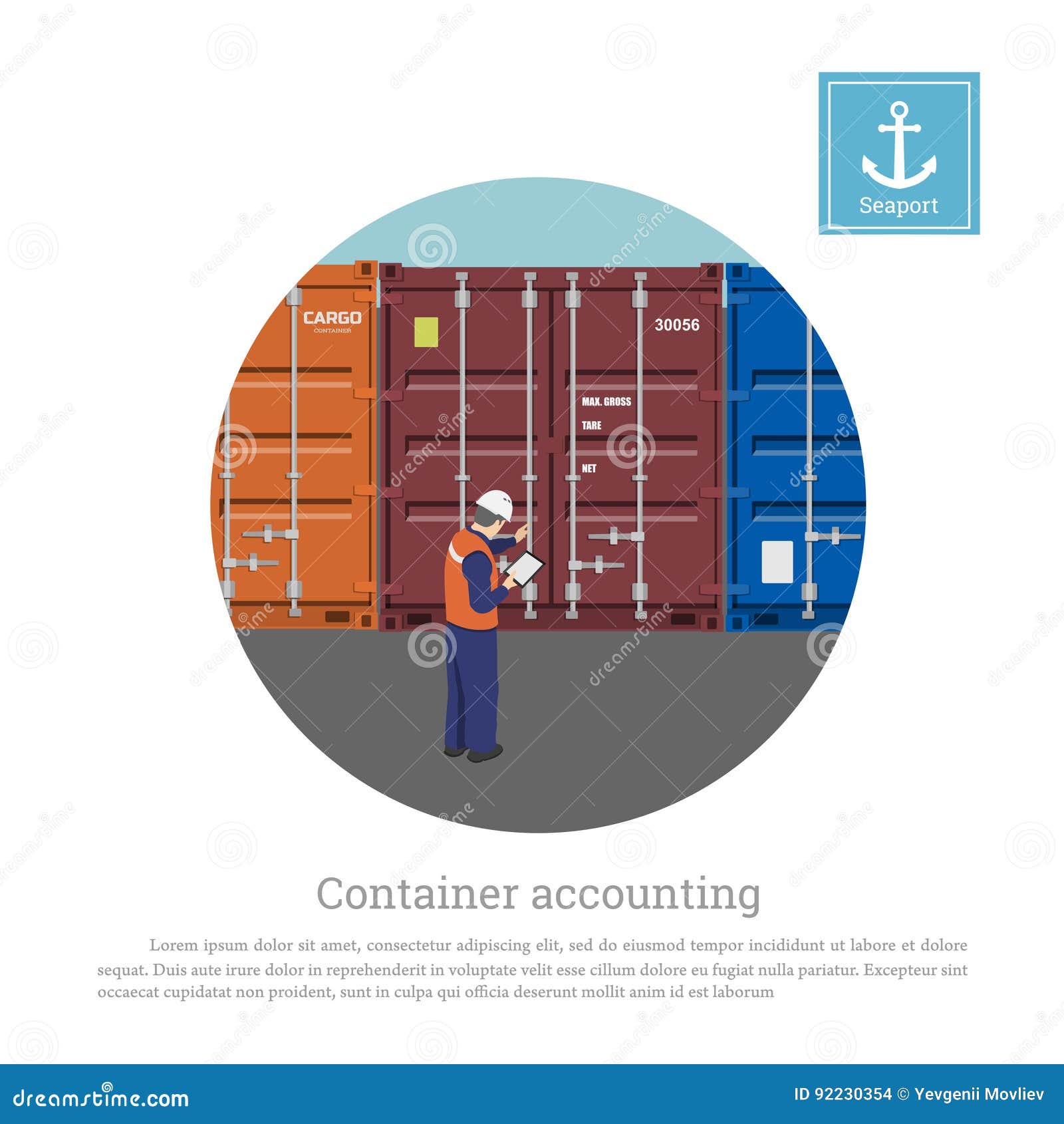 A Port Worker Near the Container. Harbor`s Engineer Controlling Cargo ...
