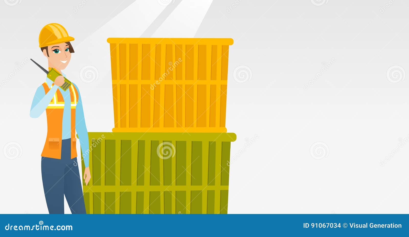 Port Worker Talking on Wireless Radio. Stock Vector - Illustration of ...