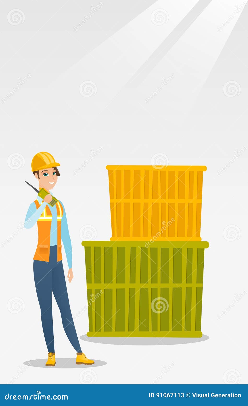 Port Worker Talking on Wireless Radio. Stock Vector - Illustration of ...