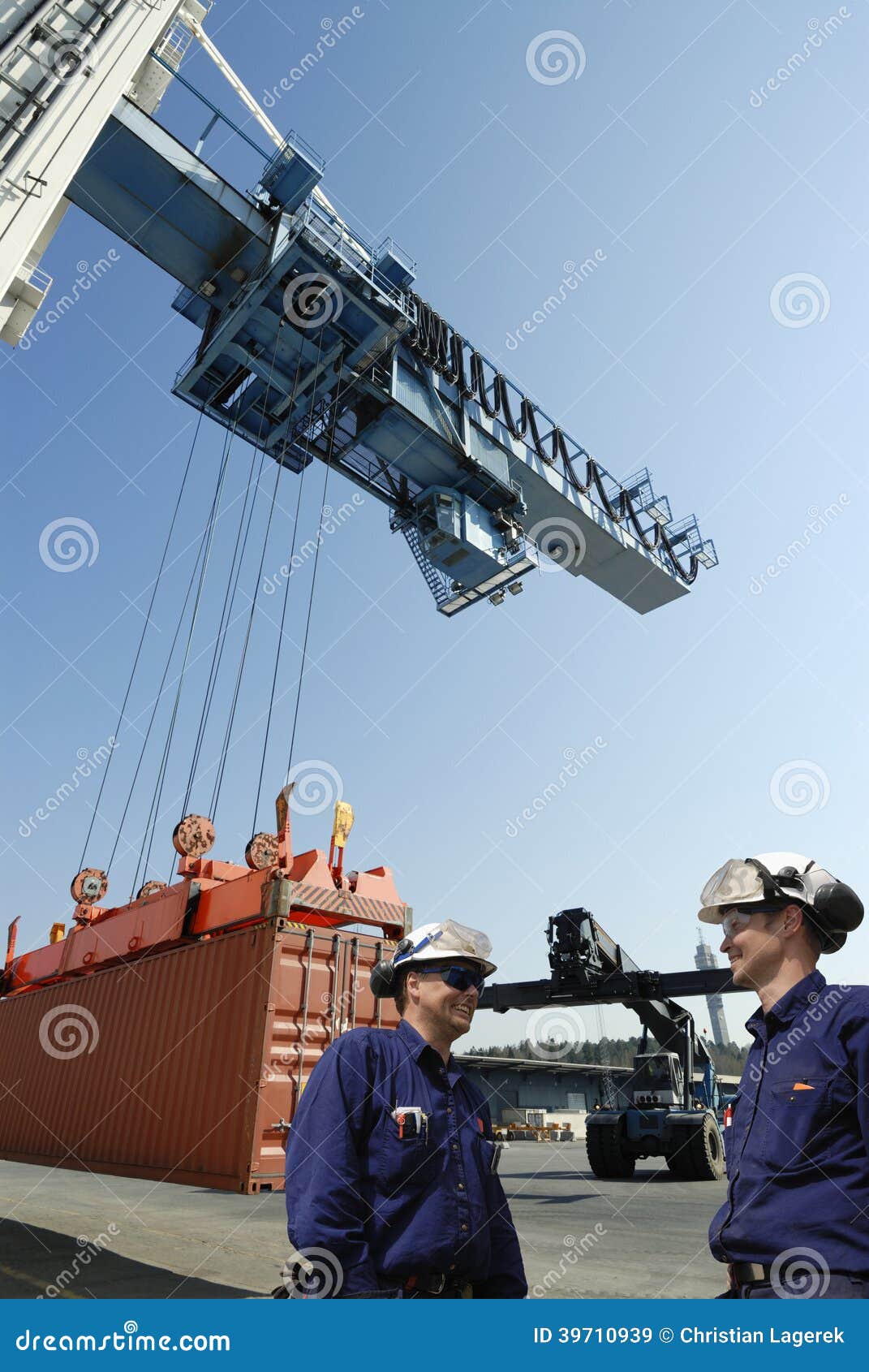 Port Workers and Container Port Stock Image - Image of vessel, industry ...