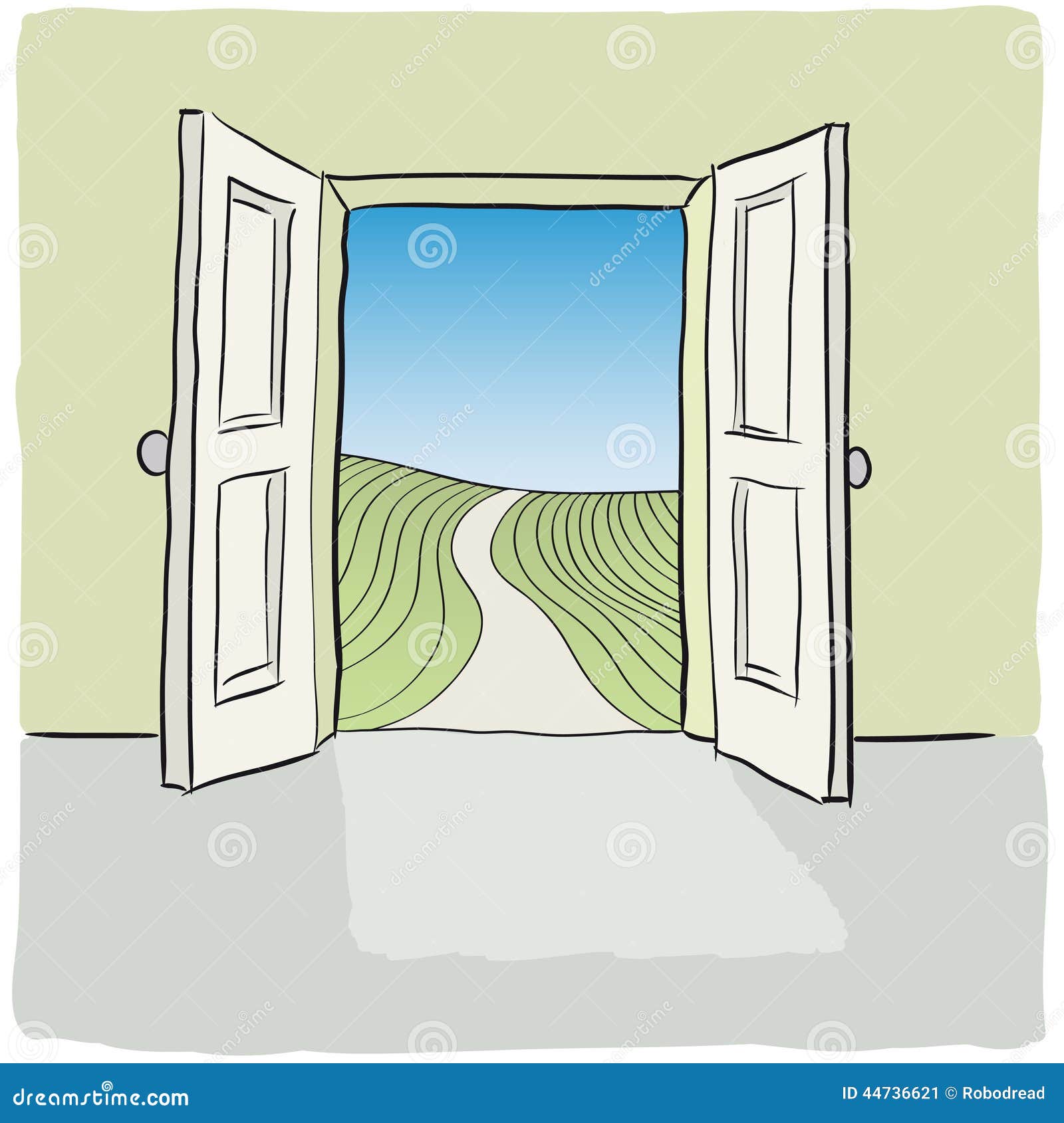 Porta aperta illustrazione vettoriale. Illustrazione di internamente ...