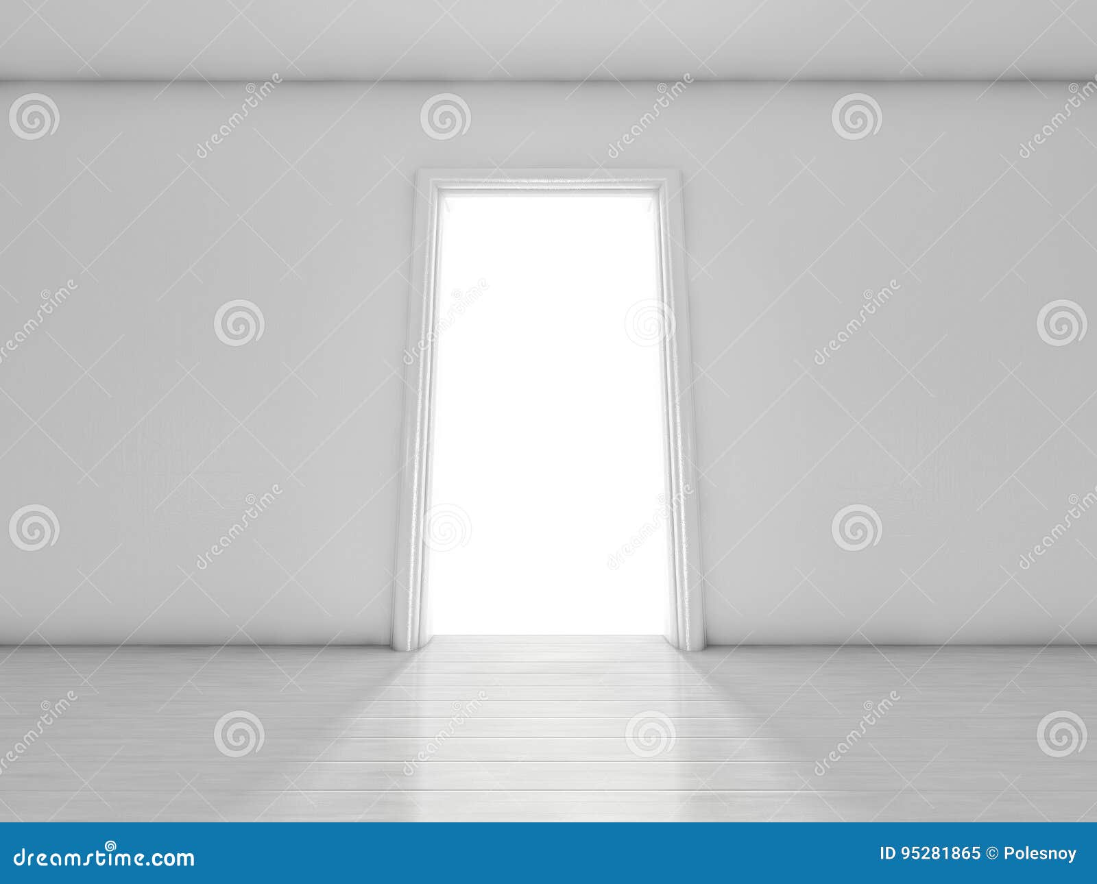 Porta Aperta in Una Stanza Con La Luce Uscente 3d Illustrazione di ...