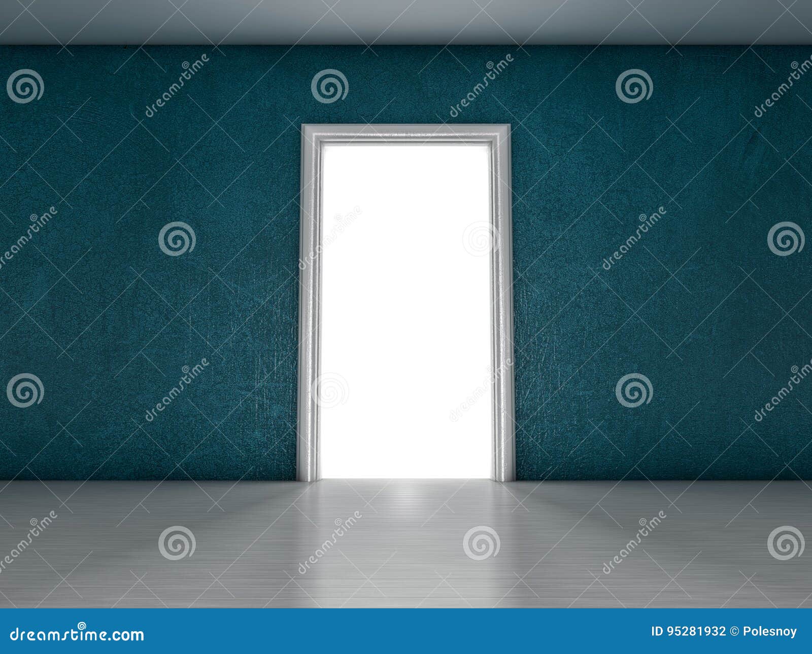 Porta Aperta in Una Stanza Con La Luce Uscente 3d Illustrazione di ...