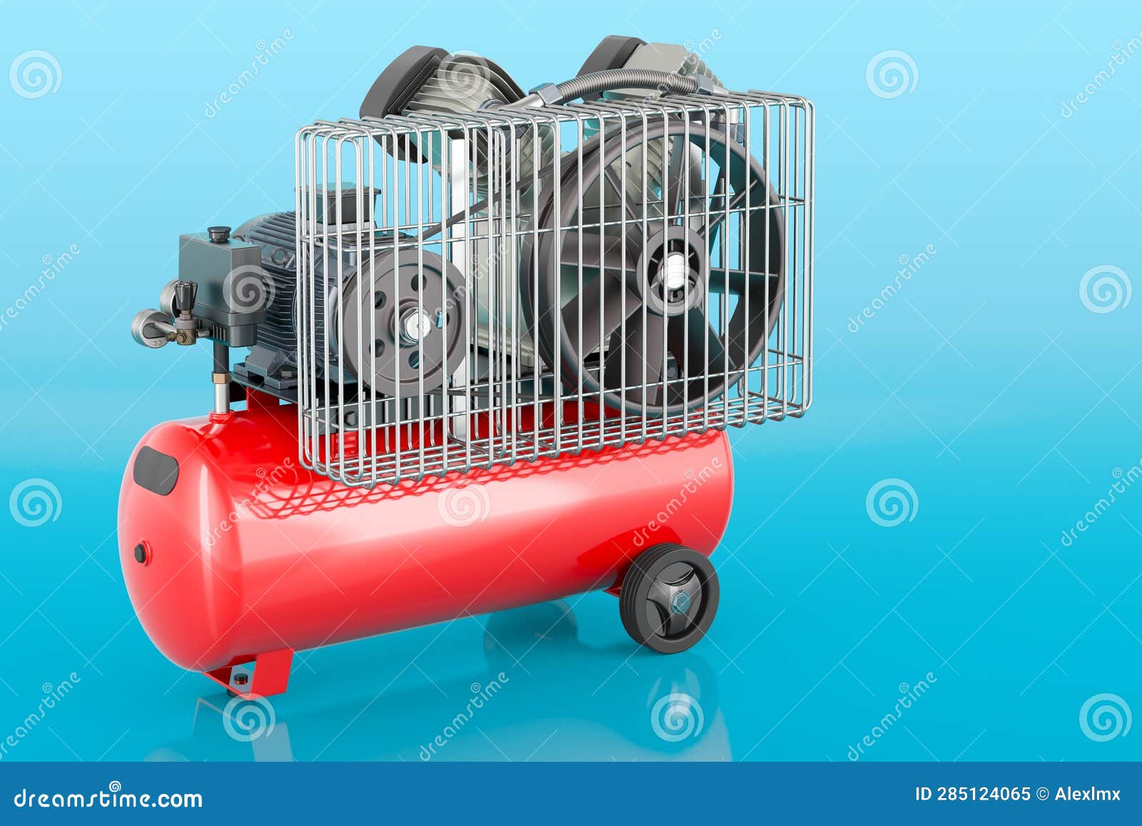 Portable Air Compressor on Blue Background, 3D Rendering Stock ...