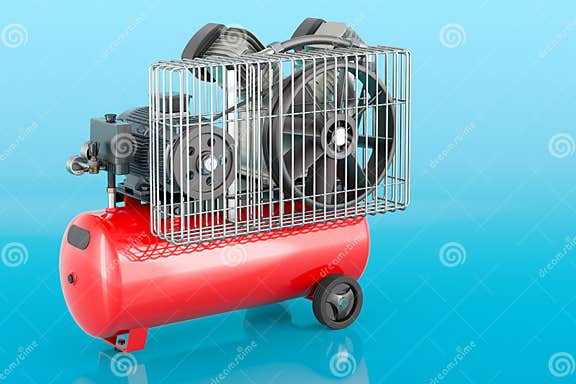 Portable Air Compressor on Blue Background, 3D Rendering Stock ...