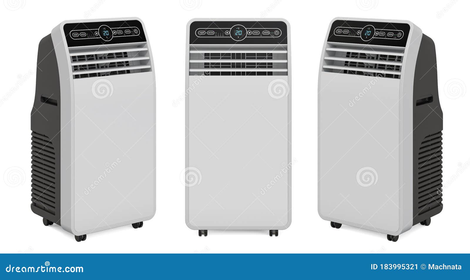 Portable Air Conditioner Side and Front View, 3D Rendering Stock ...