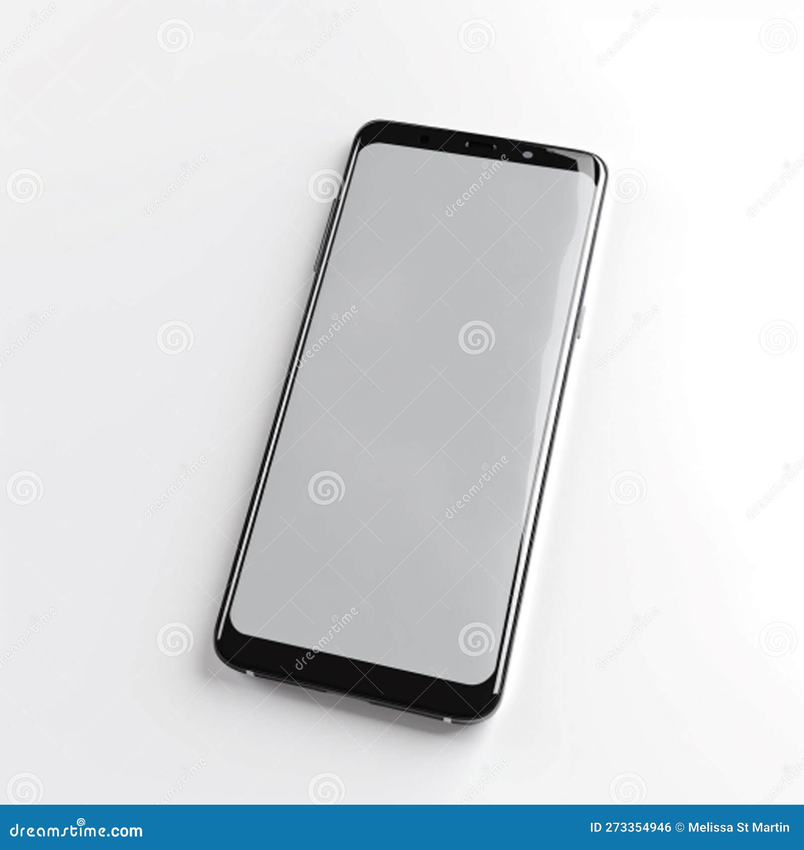 Portable Android Smartphone with Blank White Screen on White Background ...