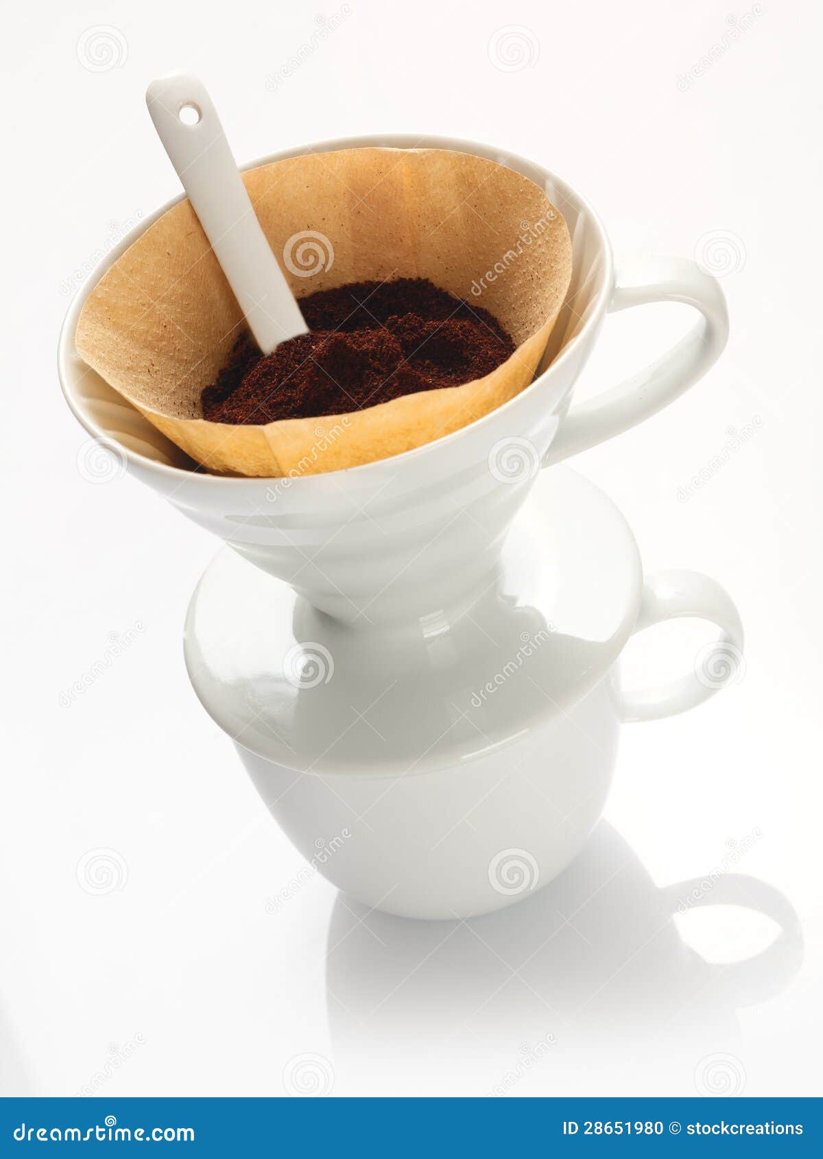 Portable Plain Brown Filter Funnel With Filter Paper Filled With Coffee ...