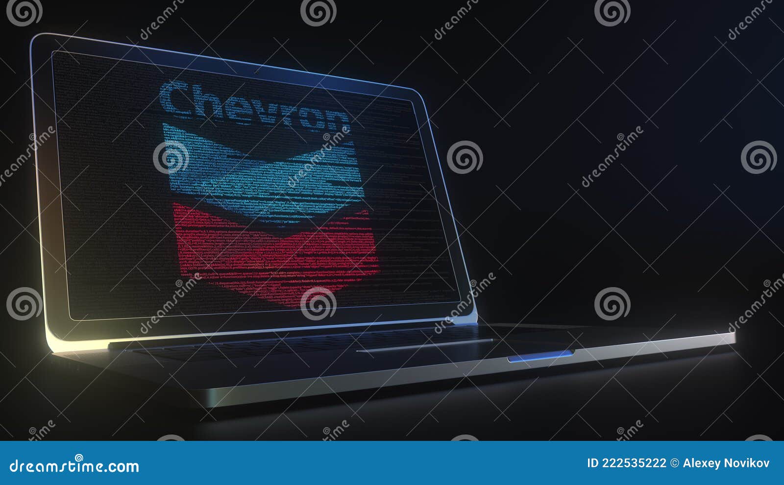 Portable Computer with the Logo of CHEVRON Made with Code Strings ...