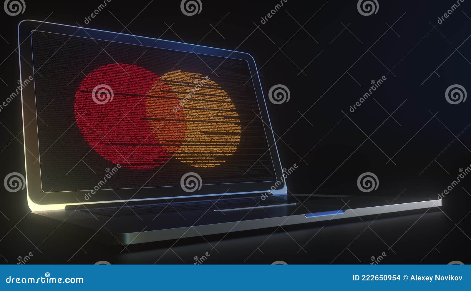 Portable Computer with the Logo of MASTERCARD Made with Code Strings, Editorial Conceptual 3d ...
