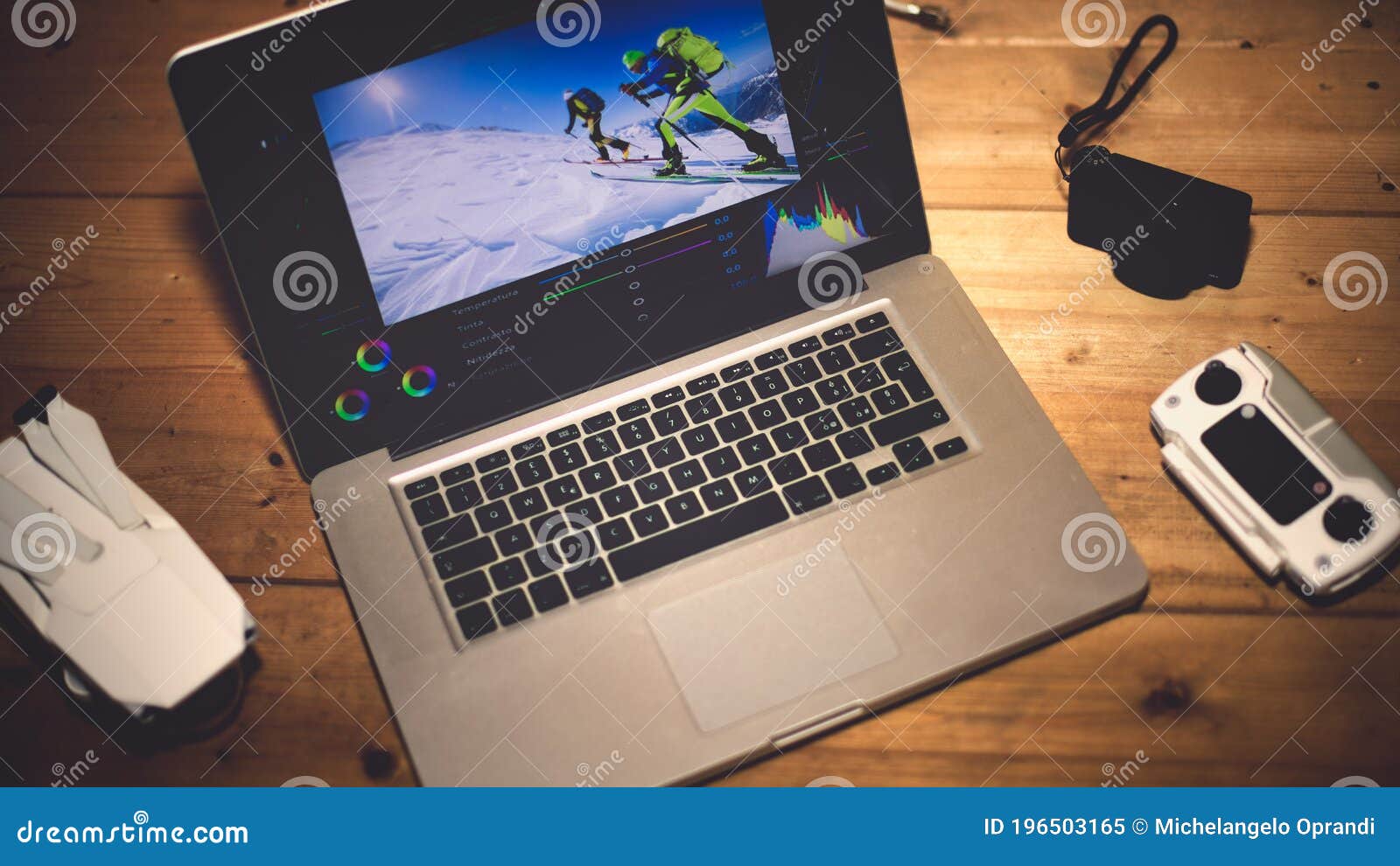 Portable Computer for Mobile Video Editing Station Stock Image - Image ...