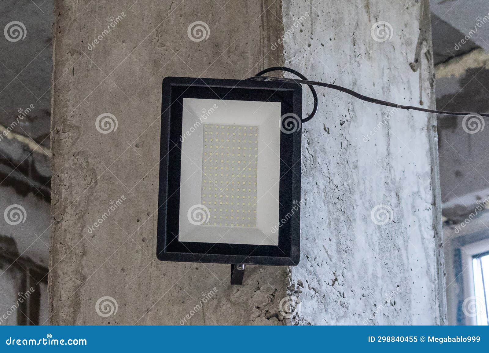 Portable Construction Led Light on a Construction Site Hanging on a ...