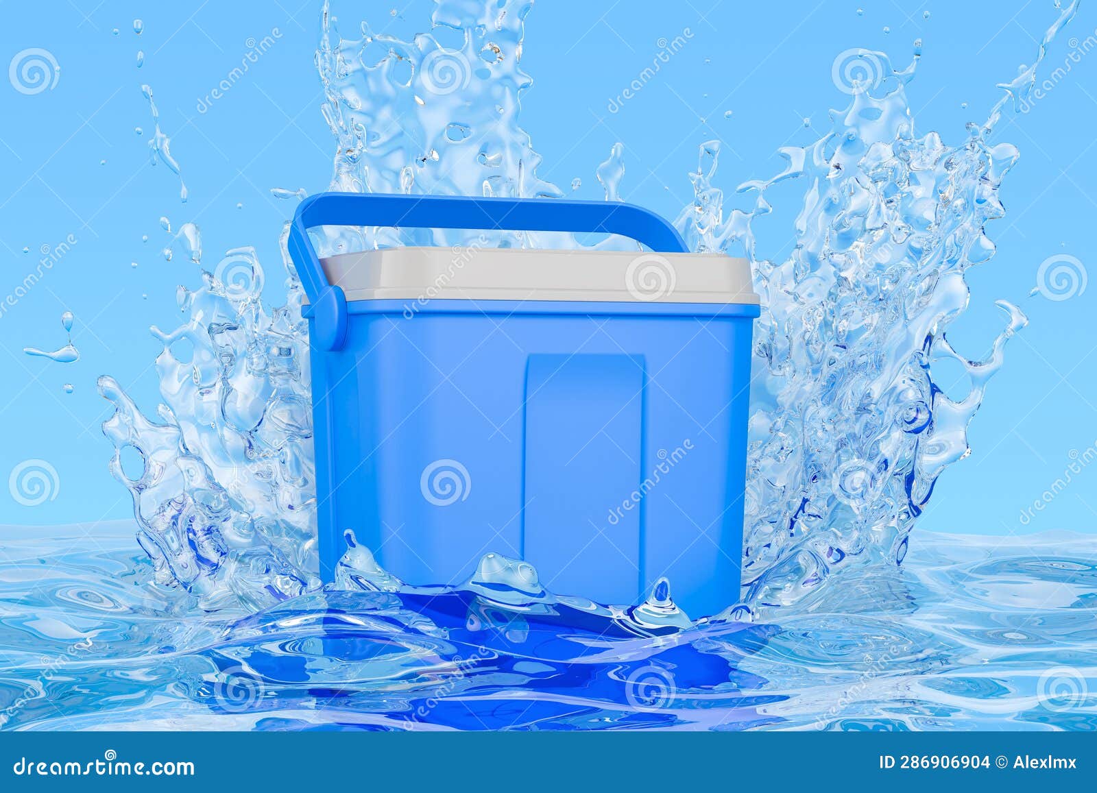 Portable Cool Box with Water Splashes, 3D Rendering Stock Illustration ...