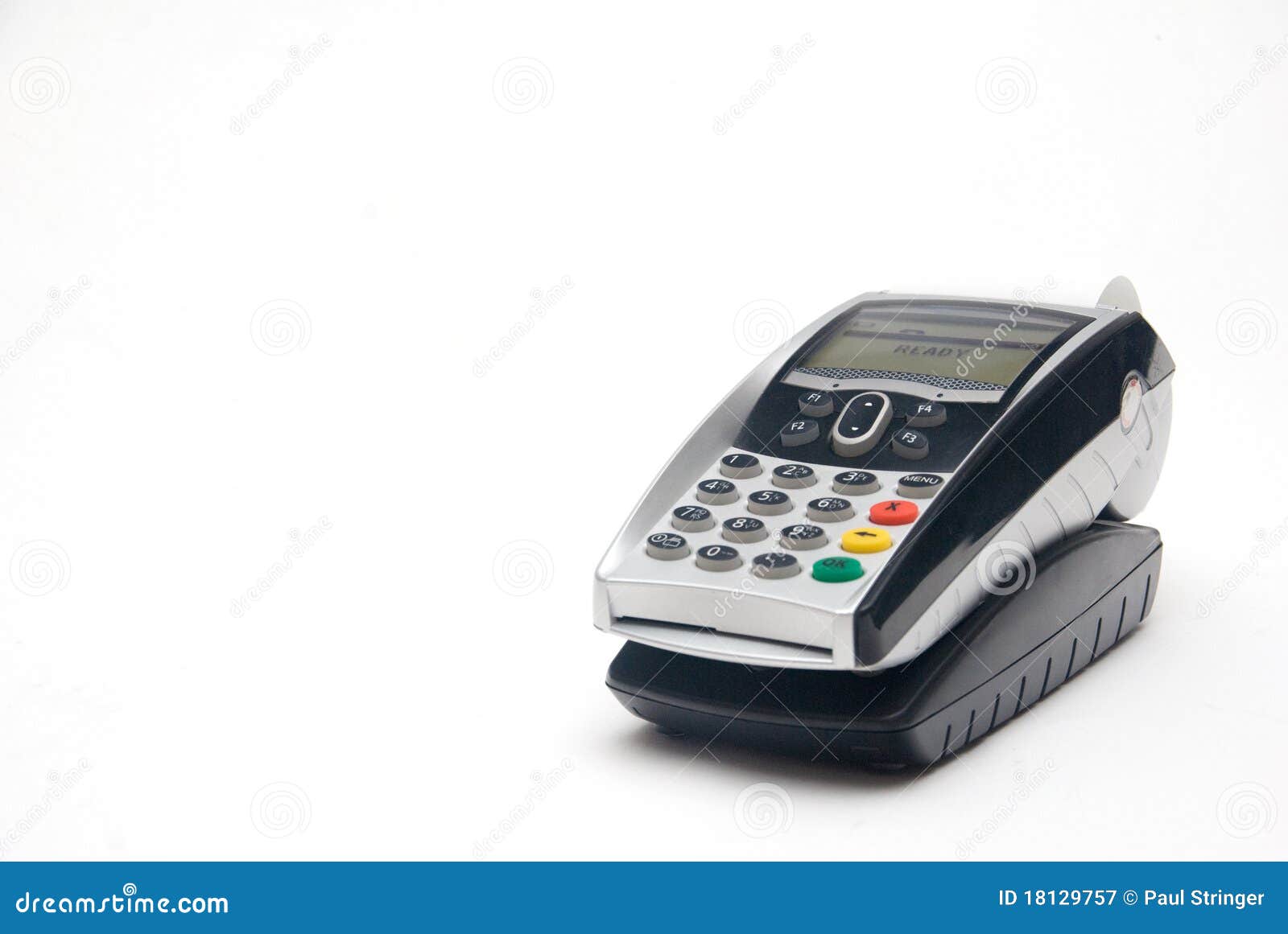 Portable Credit Card Terminal on Base Stock Image - Image of swipe ...