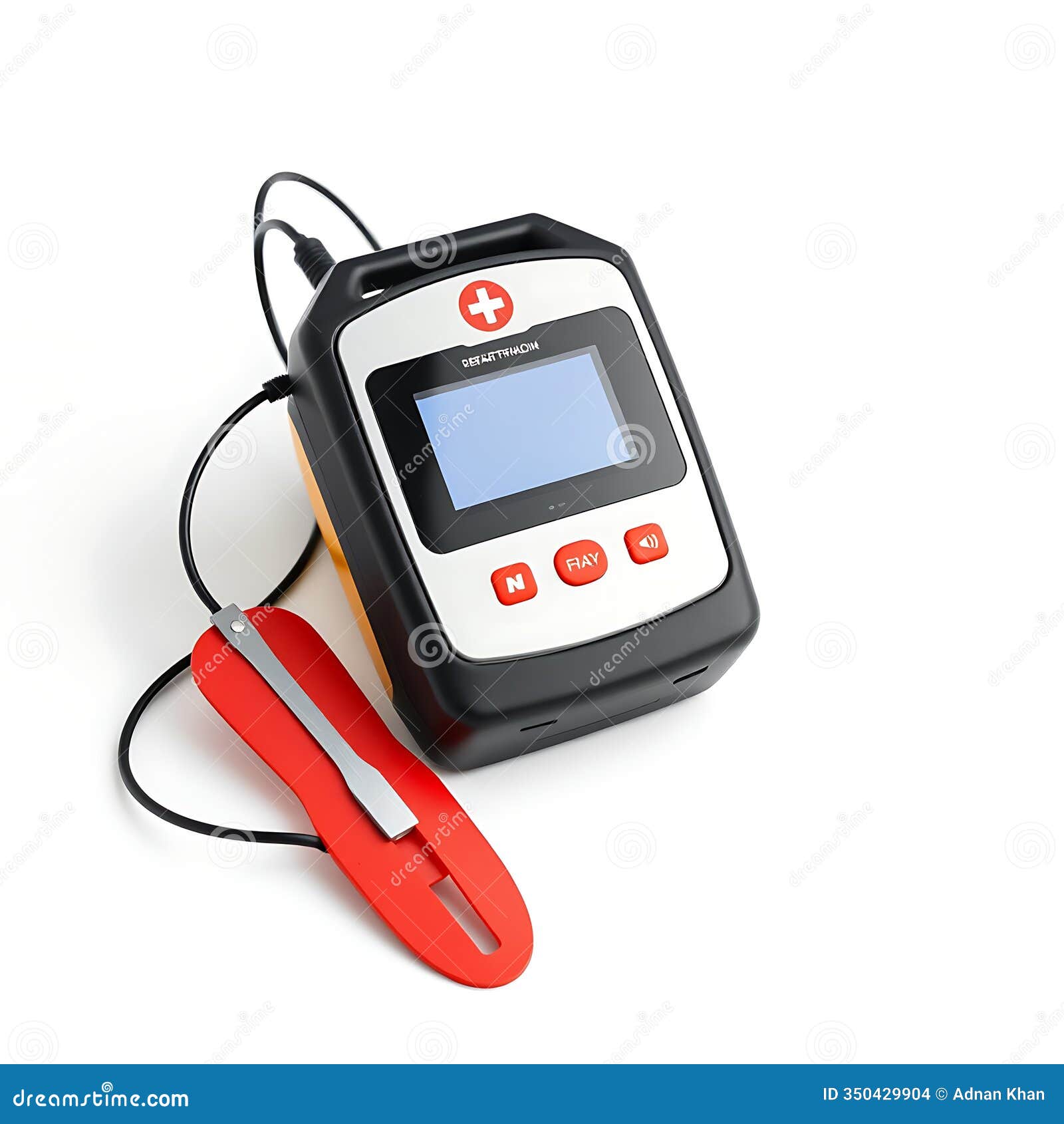 A Portable Defibrillator with Paddles and a Small Screen on a Clean ...