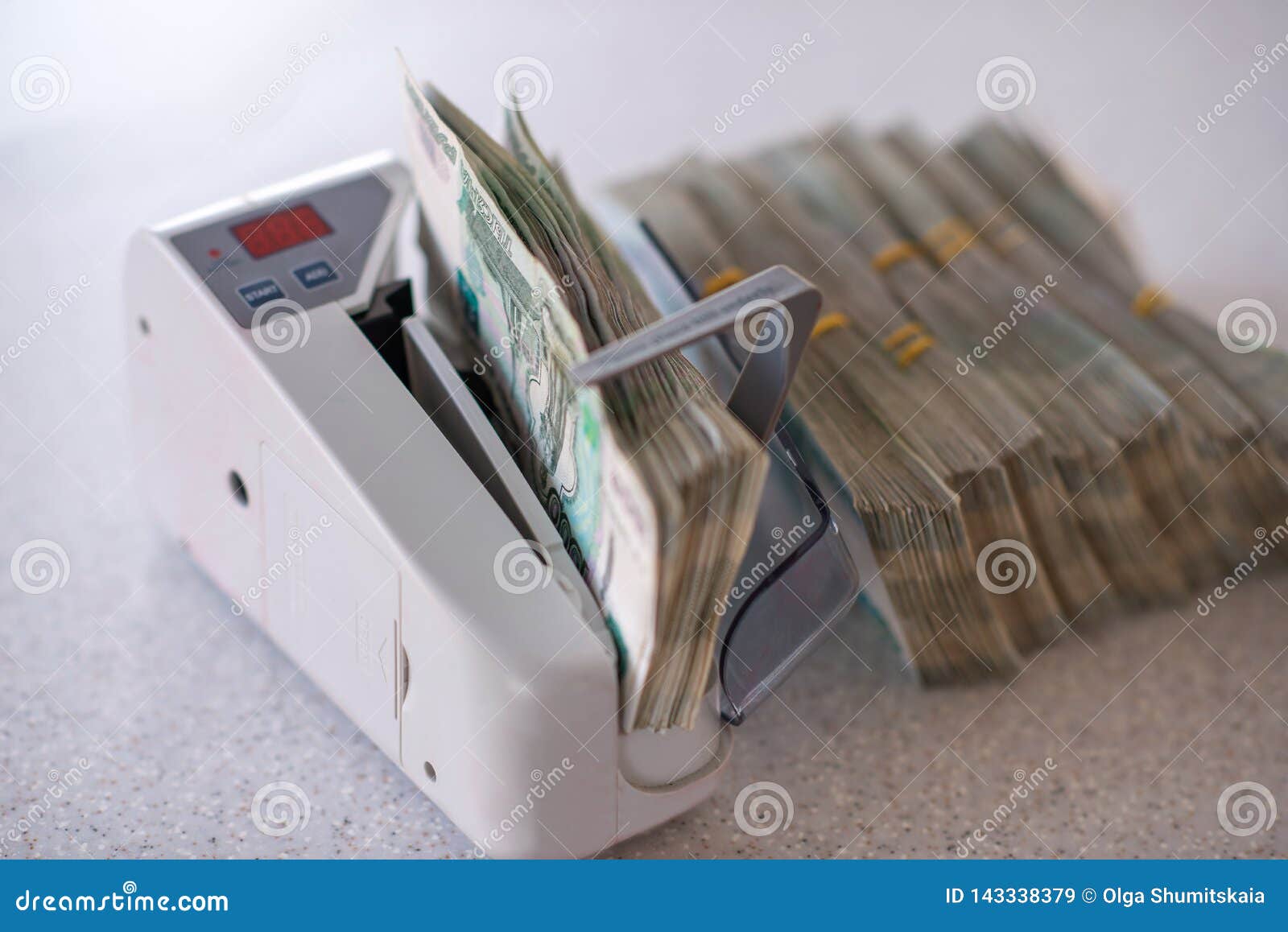 Portable Device for Counting Money and a Bundle of Russian Bills Stock ...