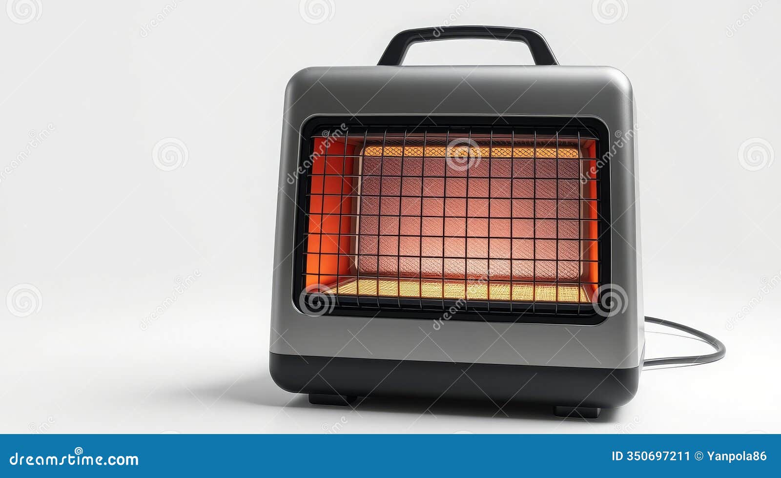 Portable Electric Heater with Glowing Element and Sleek Design on a ...