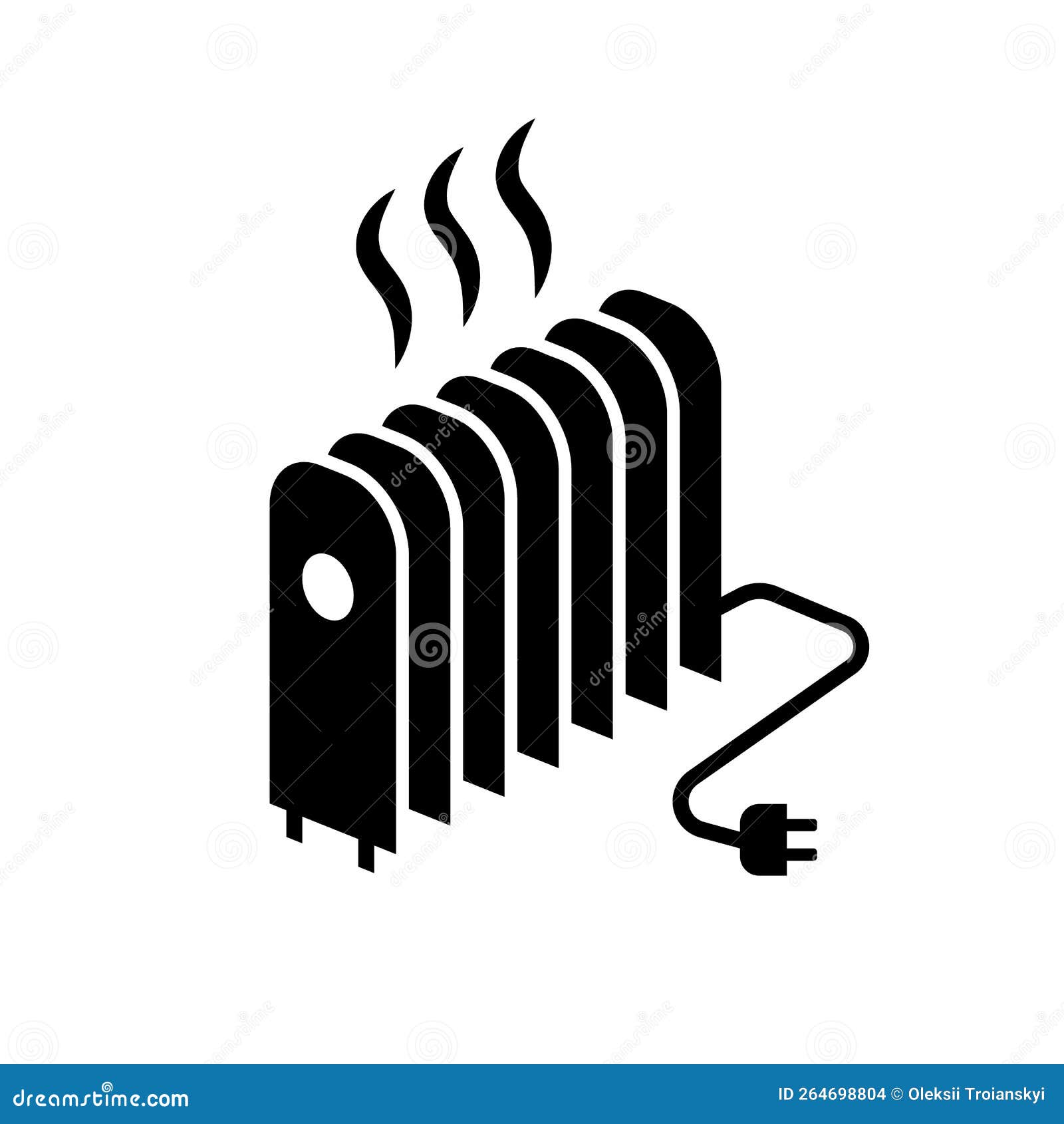 Portable Electric Heater Icon. Vector Black and White Radiator Linear ...