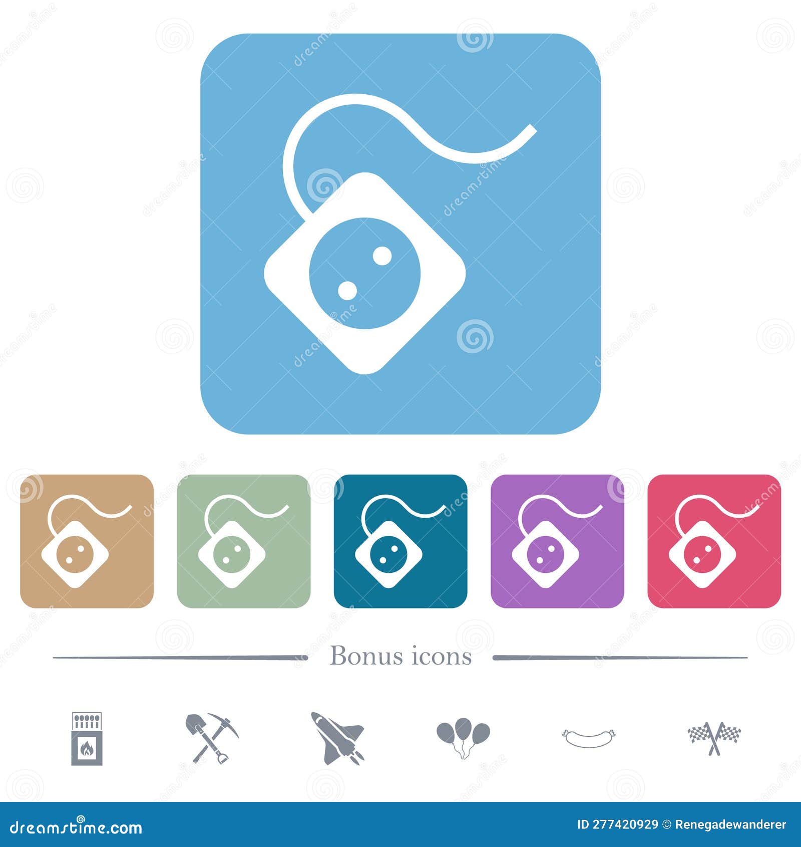 Portable Electrical Outlet With One Socket And Cord Outline Flat White ...