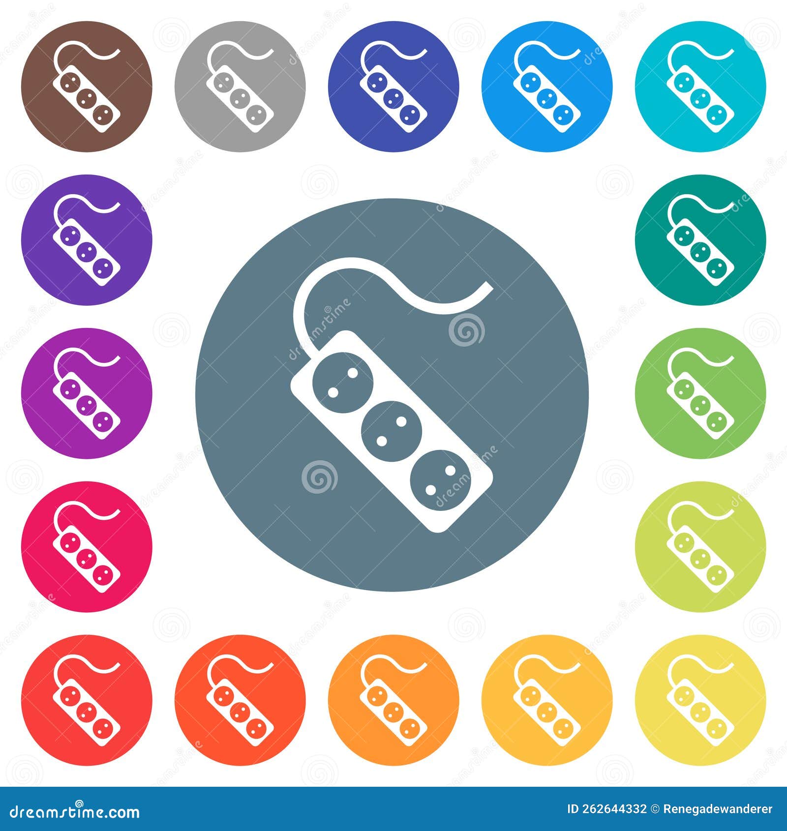 Portable Electrical Outlet With Three Sockets And Cord Solid Flat White ...