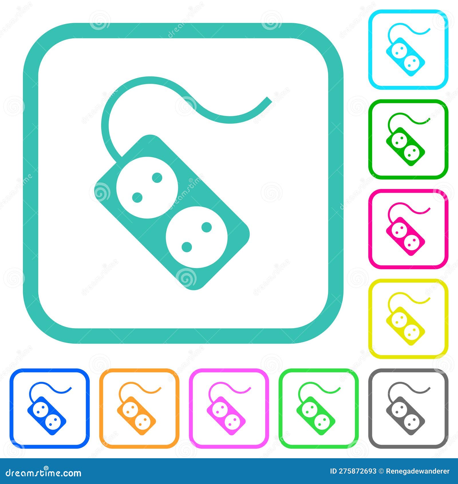 Portable Electrical Outlet With Three Sockets And Cord Outline Flat ...