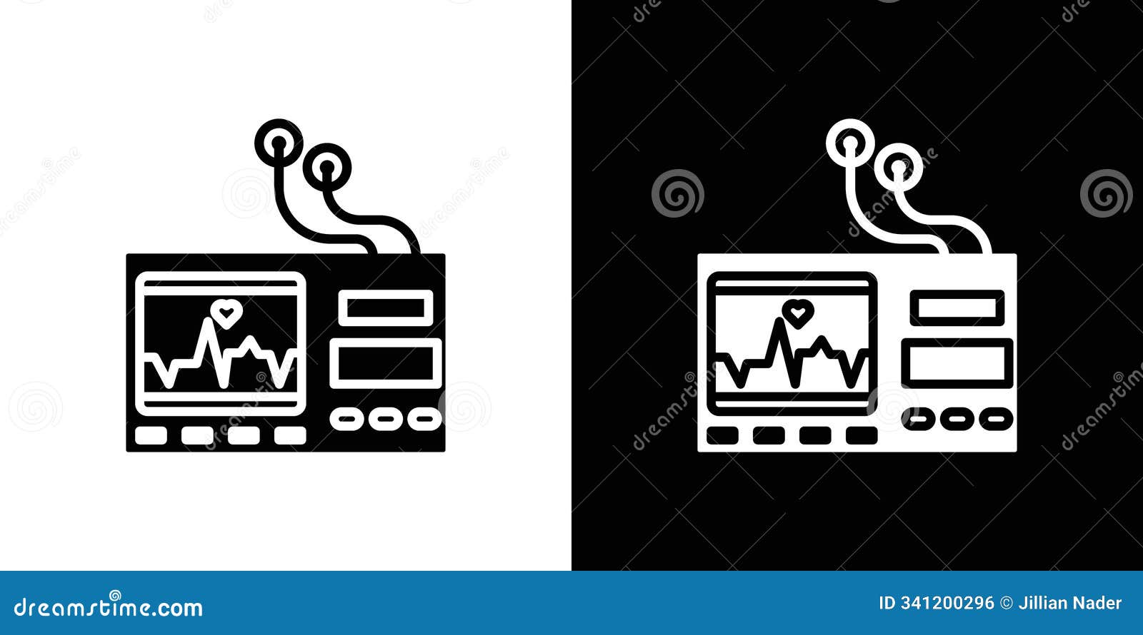 Portable Electrocardiogram Icon Black And White Vector Outline Sign ...