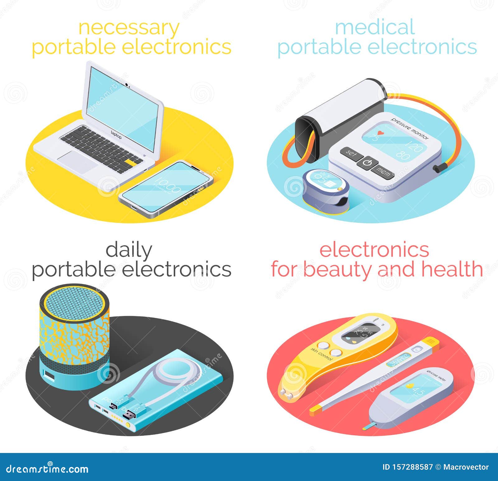 Portable Electronics 2x2 Design Concept Stock Vector - Illustration of ...