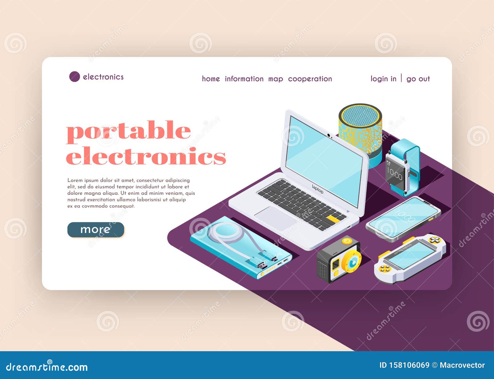 Portable Electronics Isometric Landing Page Stock Vector - Illustration ...
